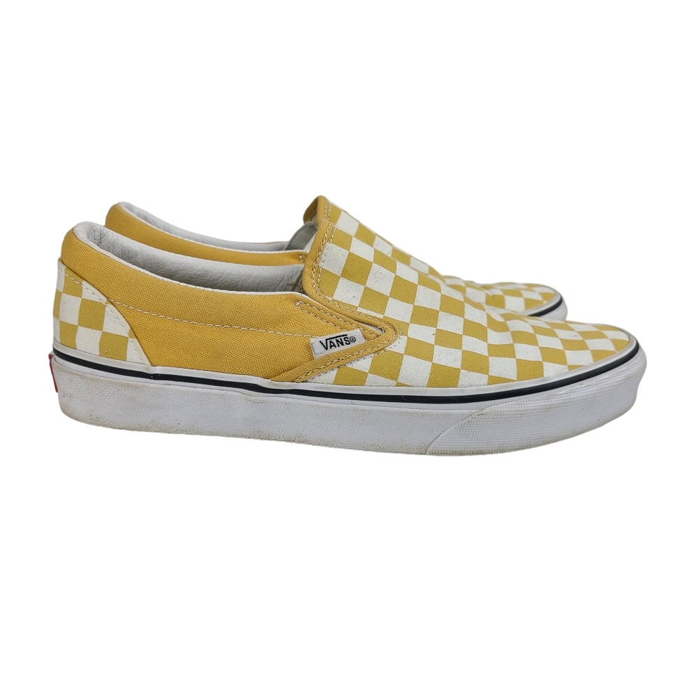 Vans Yellow And White Checkered Classic Slip-On Sneak… - Gem